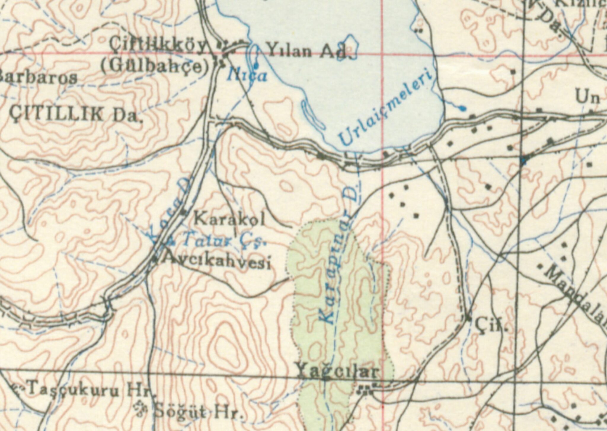 1940 Yılına ait Karakolu gösterir harita • Kültür Envanteri